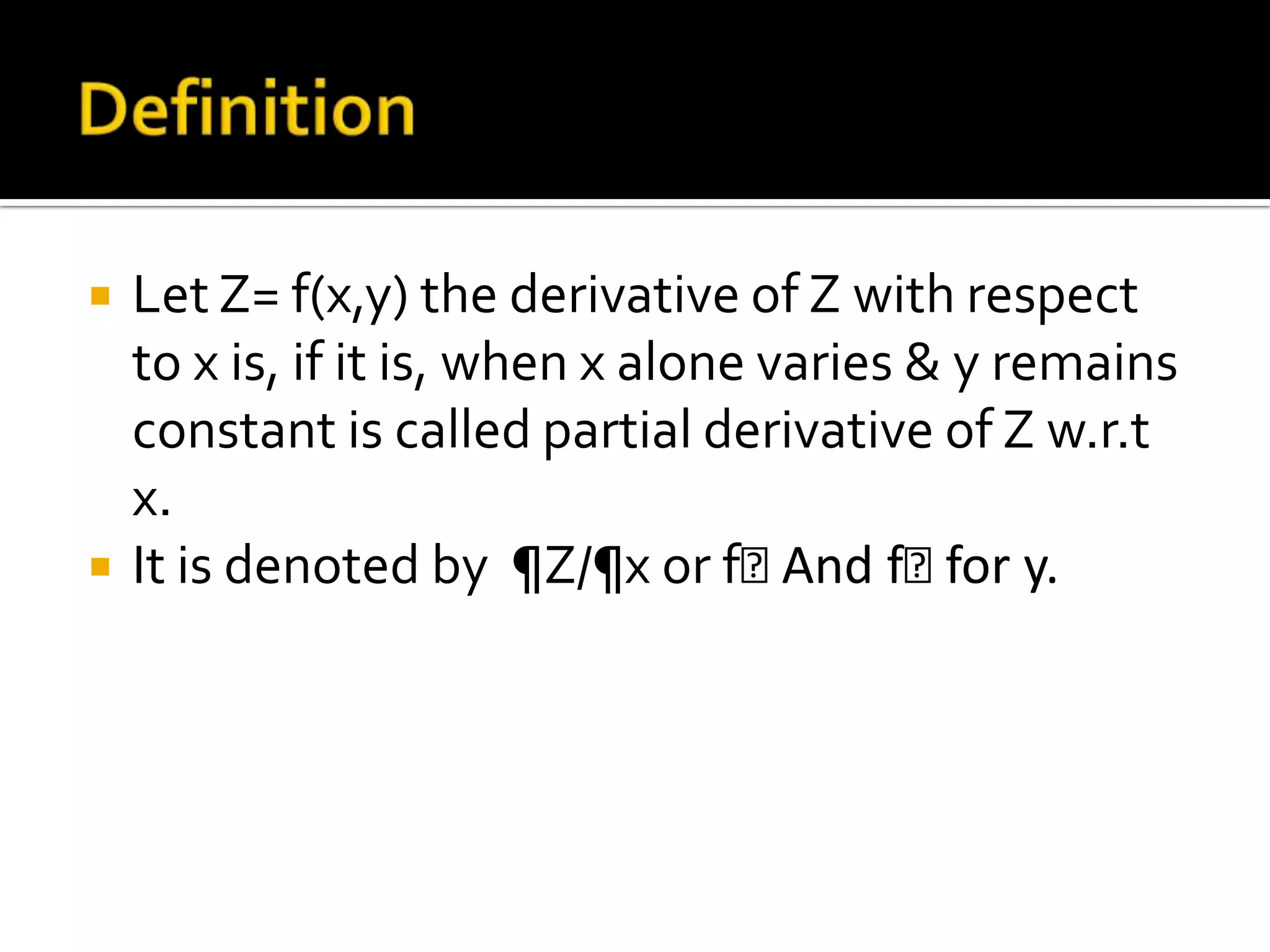Application Of Partial Derivatives With Two Variables Ppt