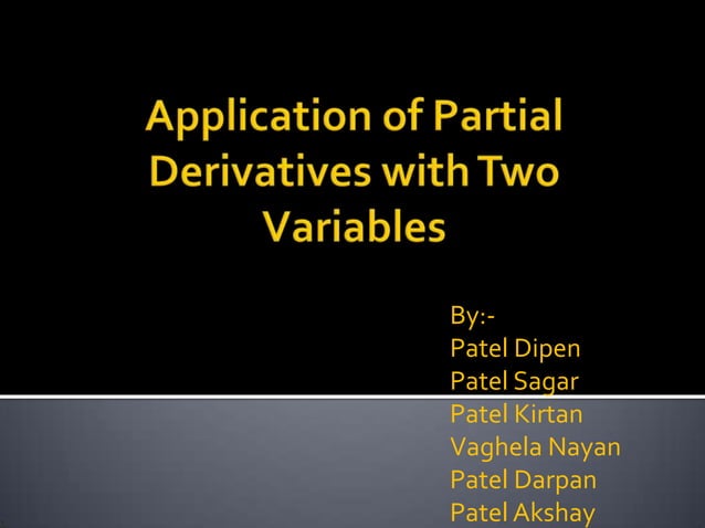 Application of partial derivatives with two variables | PPT