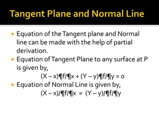Application of partial derivatives with two variables | PPTX