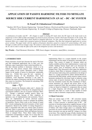 Application of passive harmonic filters to mitigate source side current harmonics in an ac – dc ...