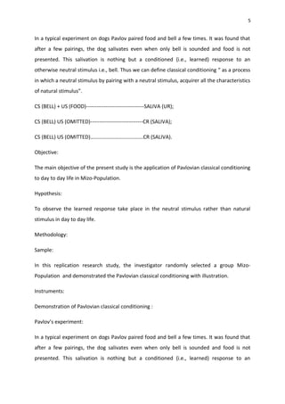 Application of pavlovian conditioningto mizo | DOC