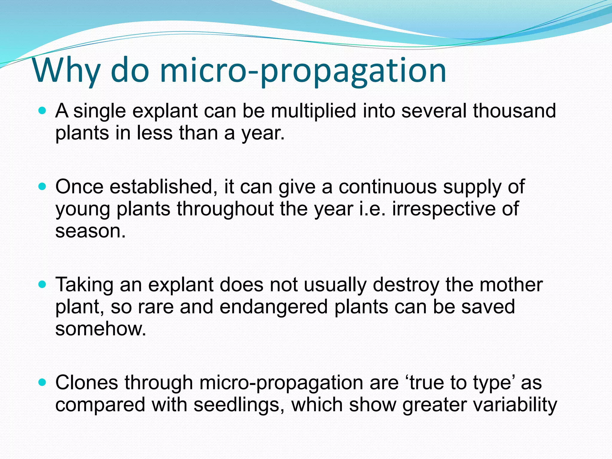 Application of plant tissue culture/ micro-propagation | PPTX