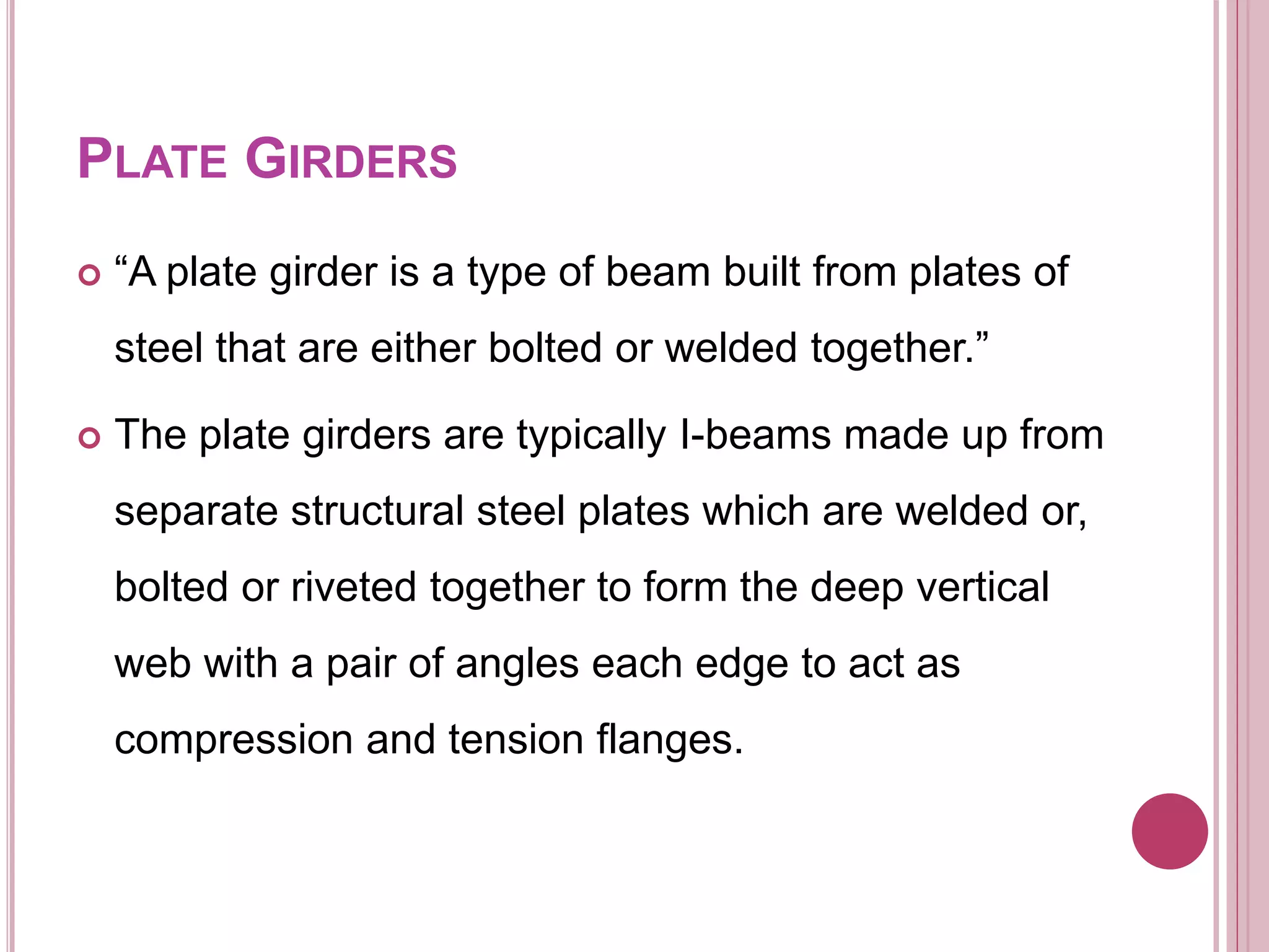 Application of plate girders in steel construction | PPTX