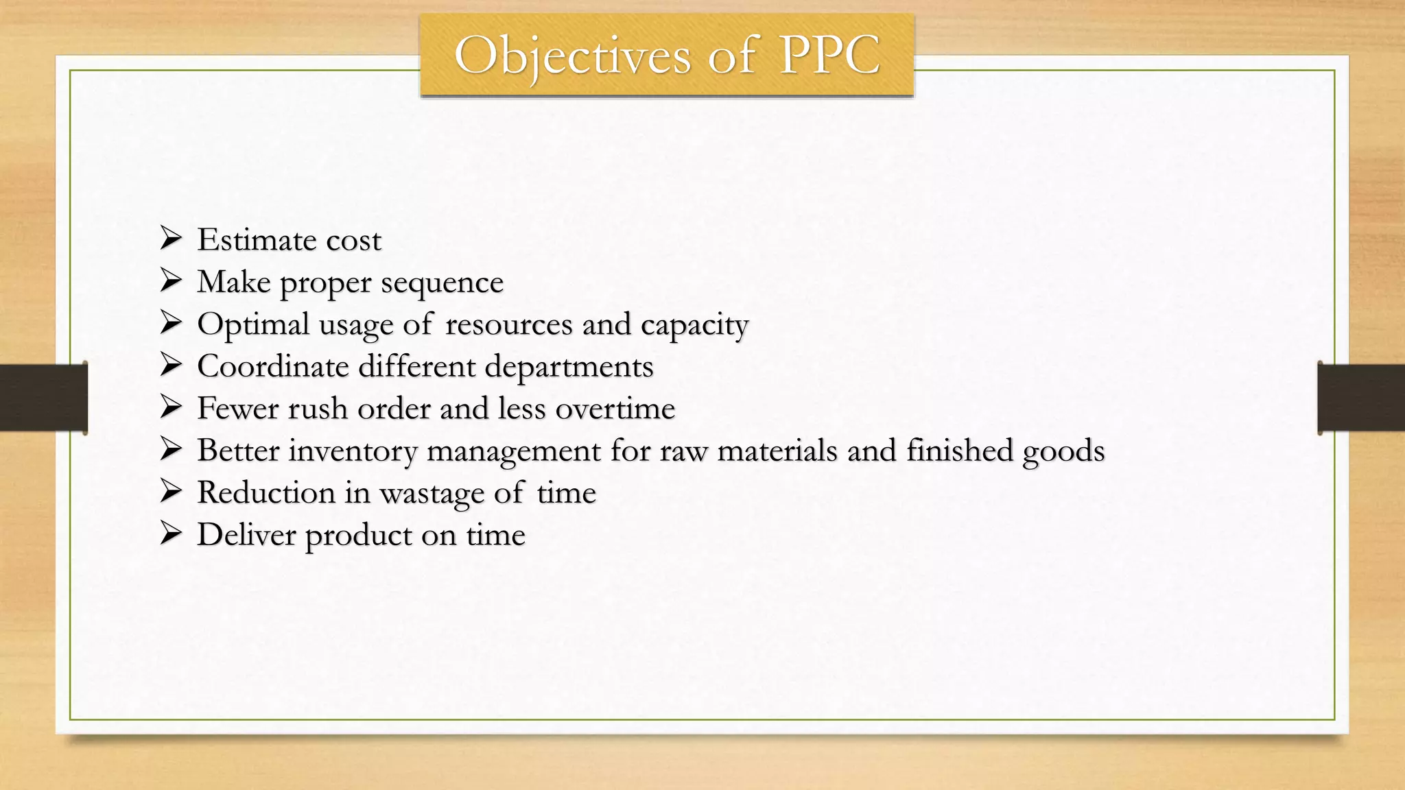 Application of PPC for Electronic Manufacturing Company | PPT