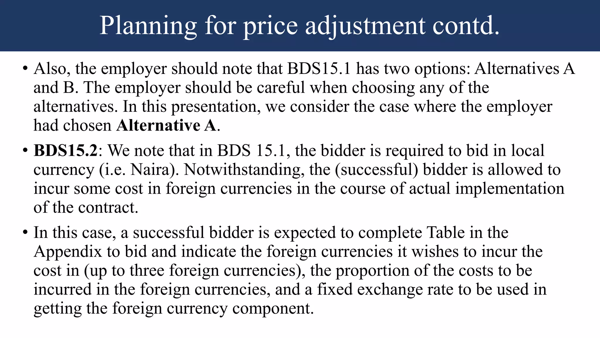 Application of price adjustment in civil works contract | PPTX