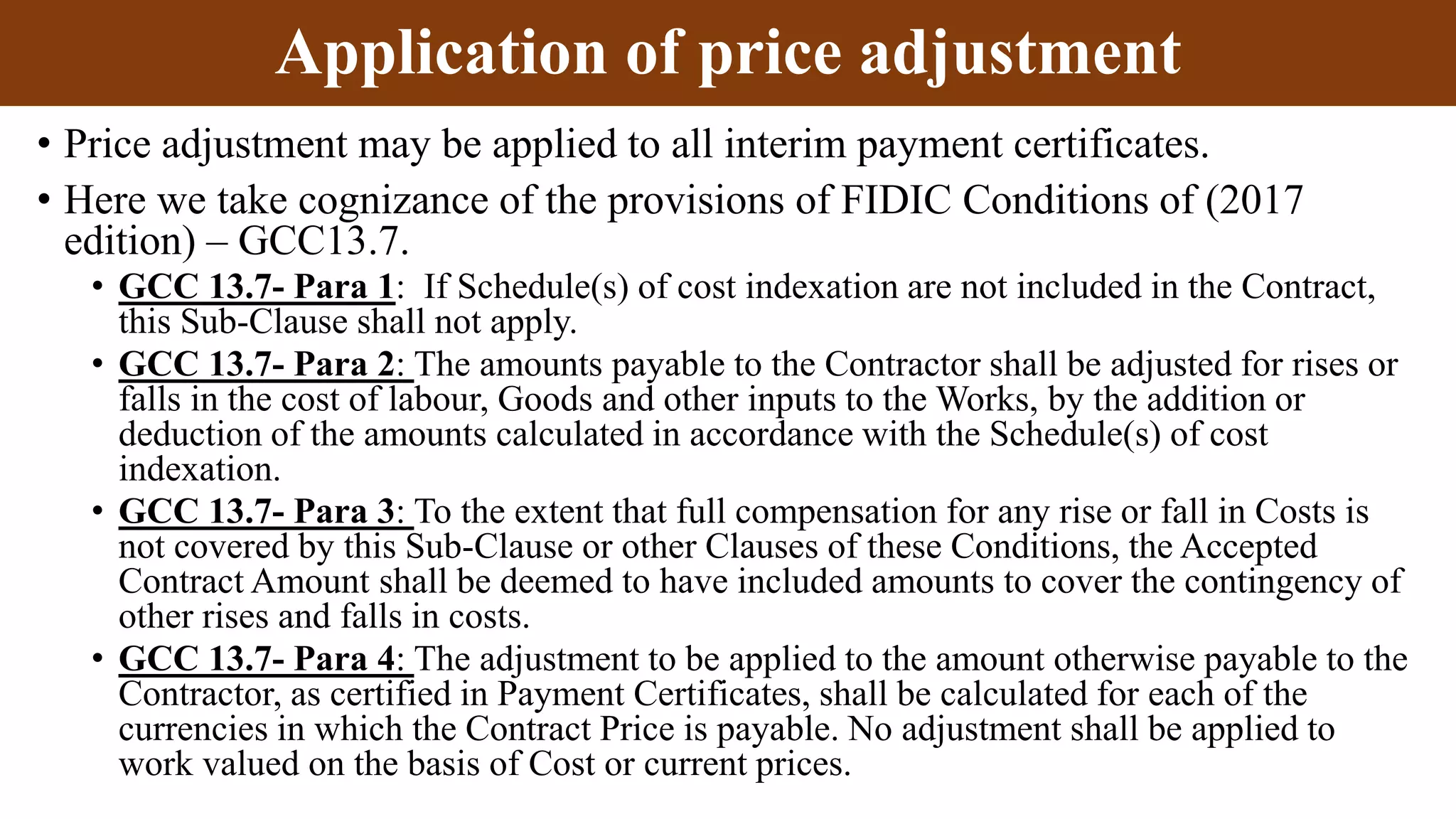 Application of price adjustment in civil works contract | PPTX