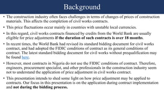 Application of price adjustment in civil works contract | PPTX