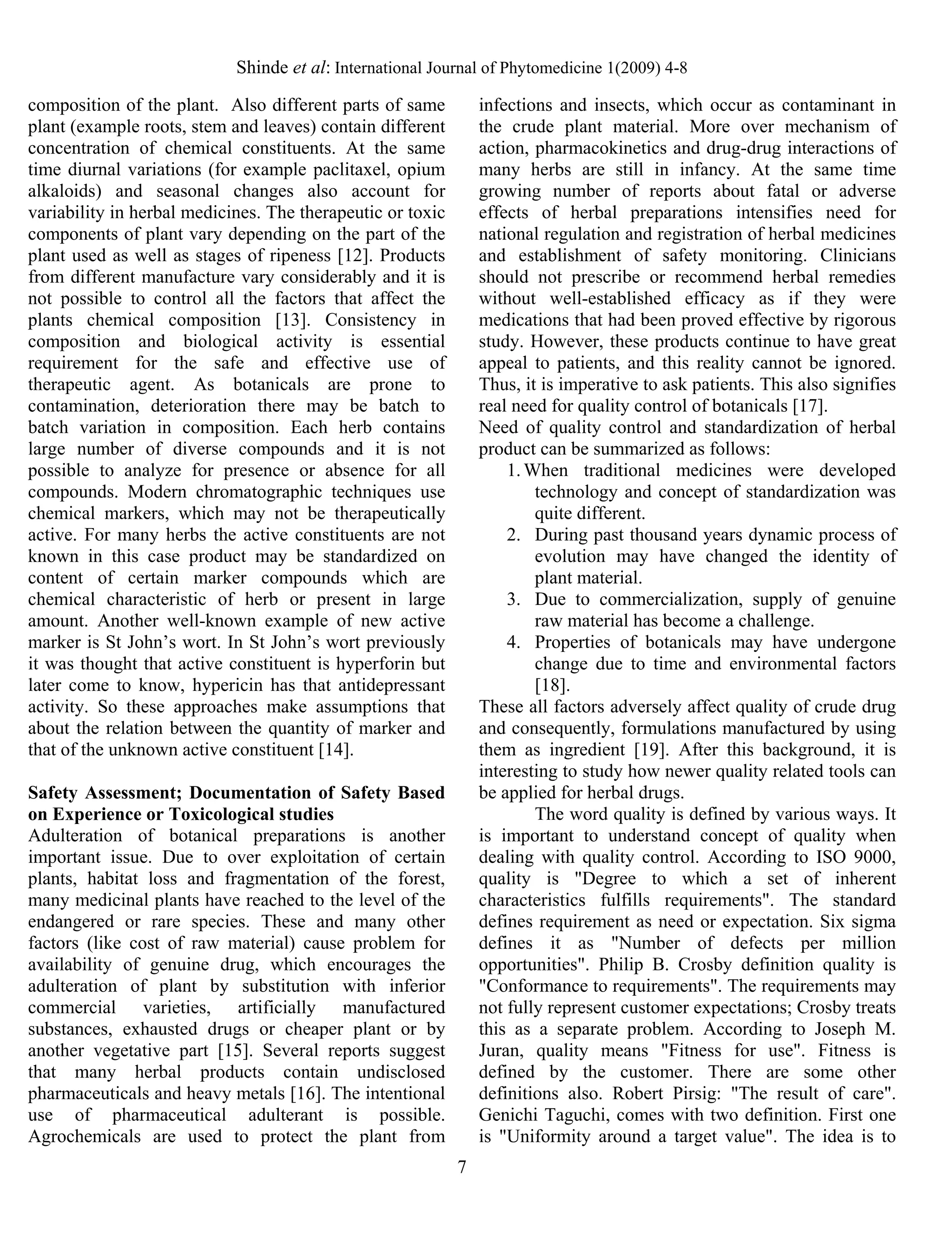 Application of quality control principles to herbal drugs | PDF