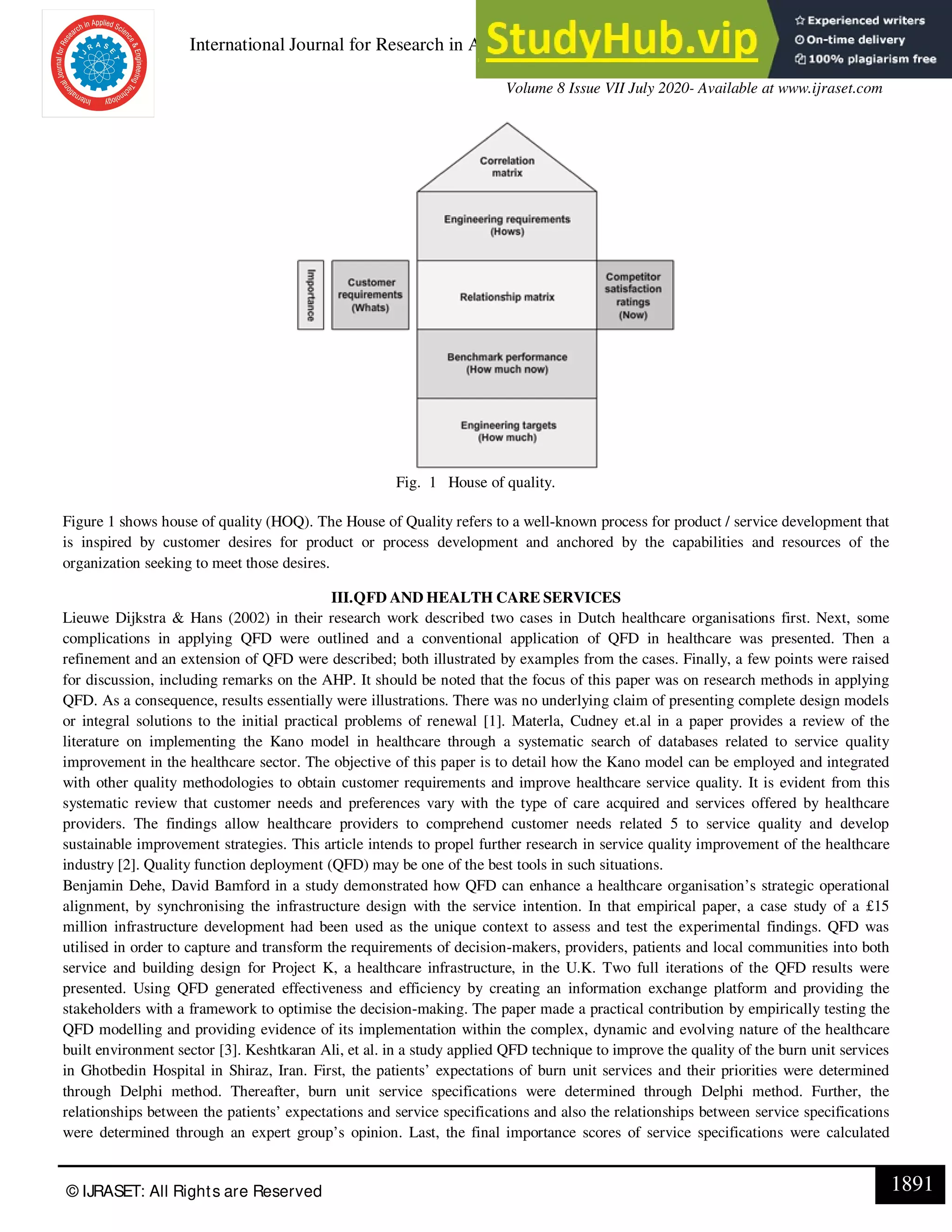 Application Of Quality Function Deployment In Healthcare Services A Review | PDF