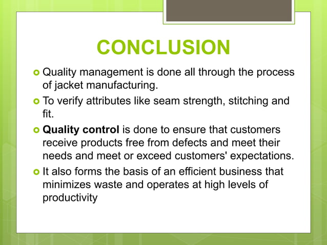 Application of quality management system | PPTX | Women\'s Outerwear ...