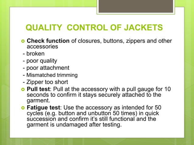 Application of quality management system | PPTX | Women\'s Outerwear ...