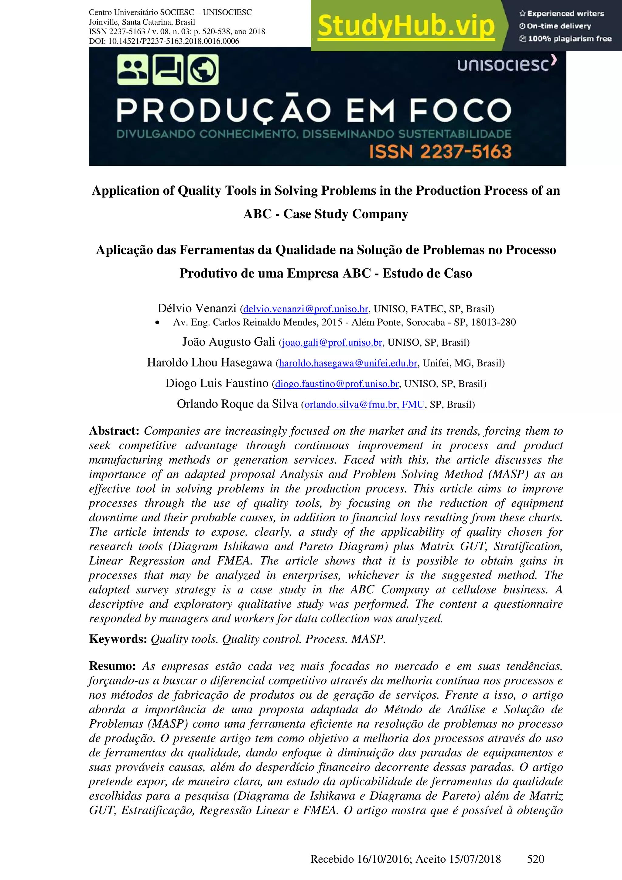 Application of Quality Tools in Solving Problems in the Production ...