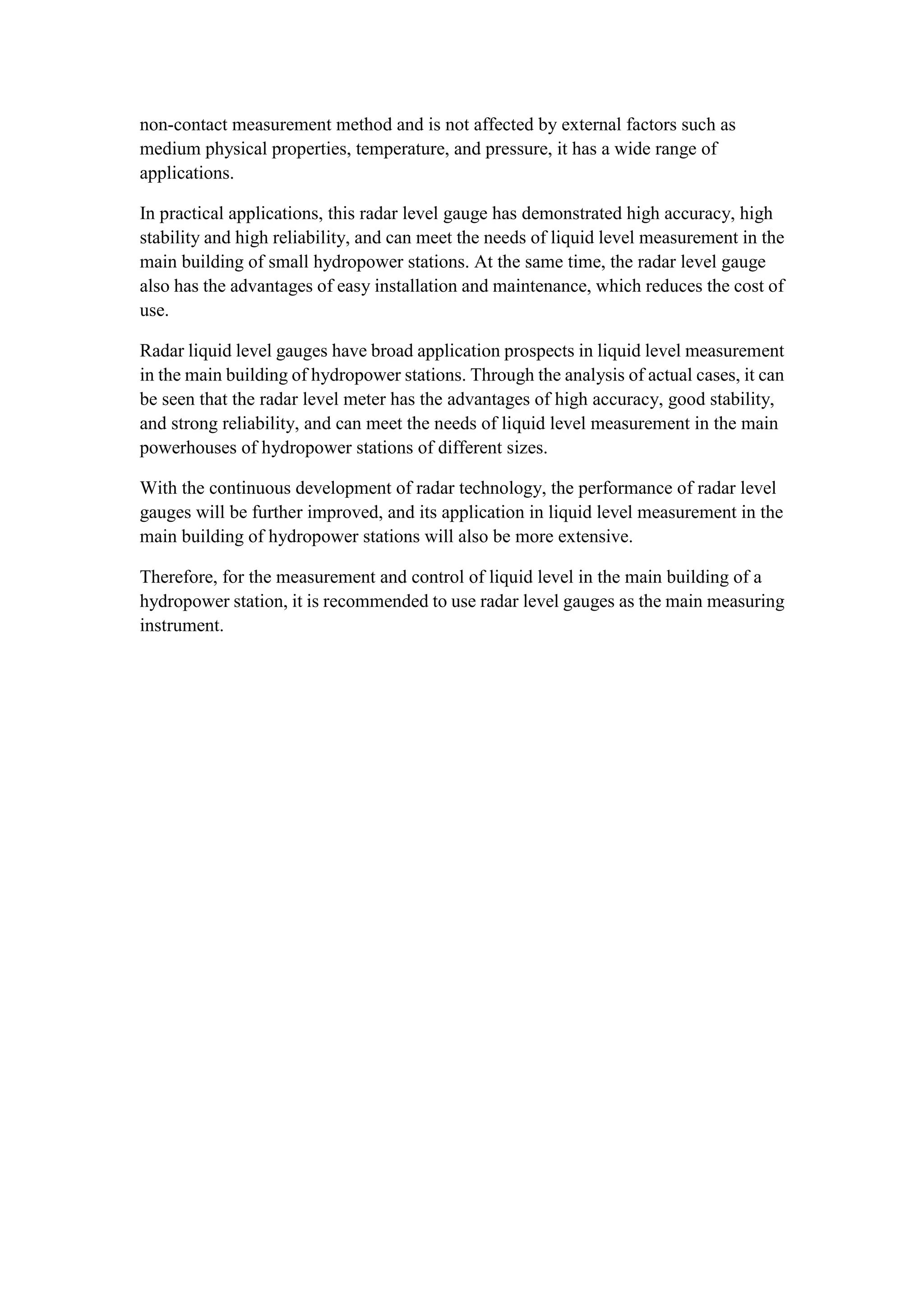 Application Of Radar Level Meter In Liquid Level Measurement In Main ...