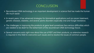 Application of recombinant dna products | PPTX