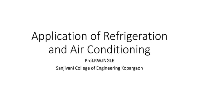 Application of refrigeration and air conditioning PWI | PDF | Home ...