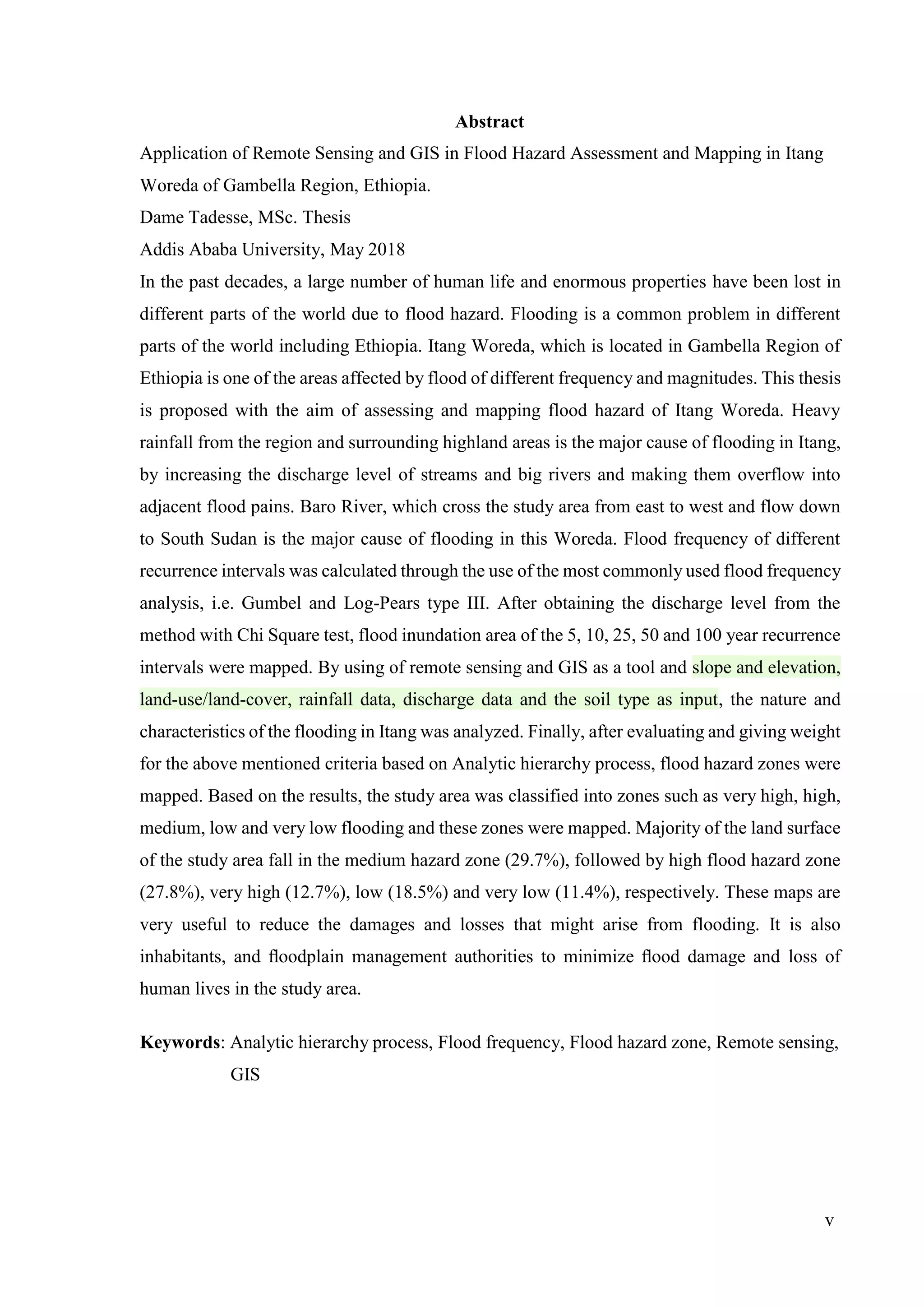 APPLICATION OF REMOTE SENSING AND GIS IN FLOOD HAZARD assesment and ...