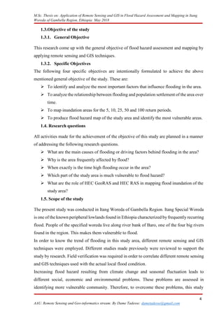 APPLICATION OF REMOTE SENSING AND GIS IN FLOOD HAZARD assesment and ...
