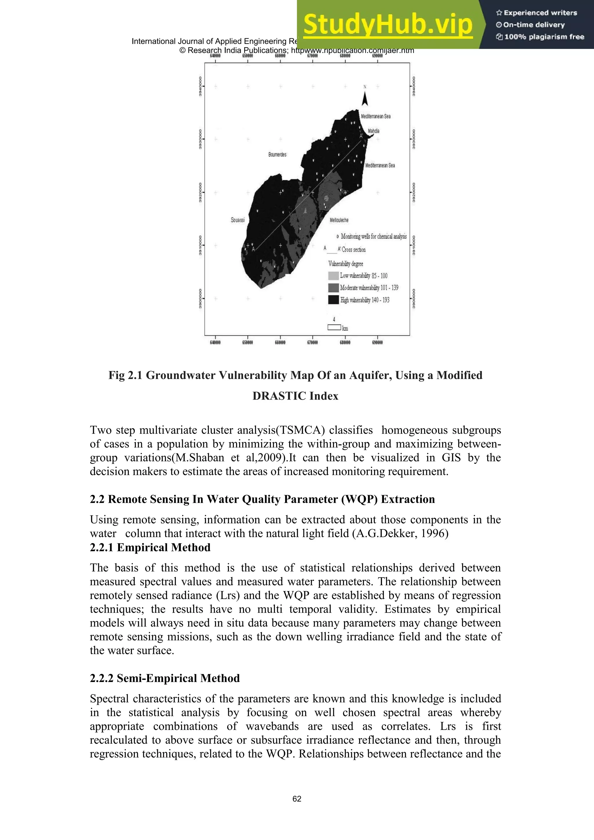 APPLICATION OF REMOTE SENSING AND GIS IN WATER QUALITY ASSESSMENT ...