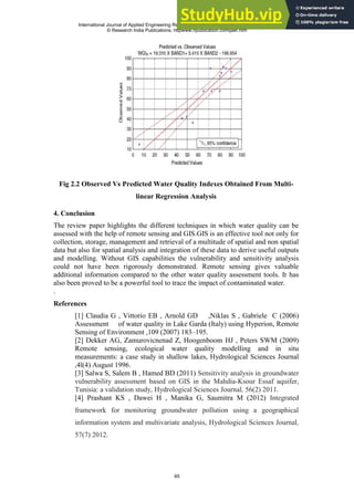 APPLICATION OF REMOTE SENSING AND GIS IN WATER QUALITY ASSESSMENT - REVIEW PAPER | PDF