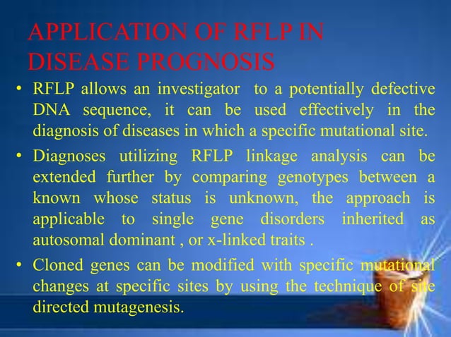 molecular marker RFLP, and application | PPTX | Genetics | Science
