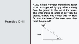 Application of right triangle using trigonometry | PPTX