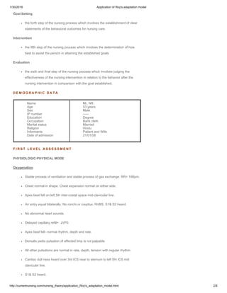 Application of roy's adaptation model | PDF