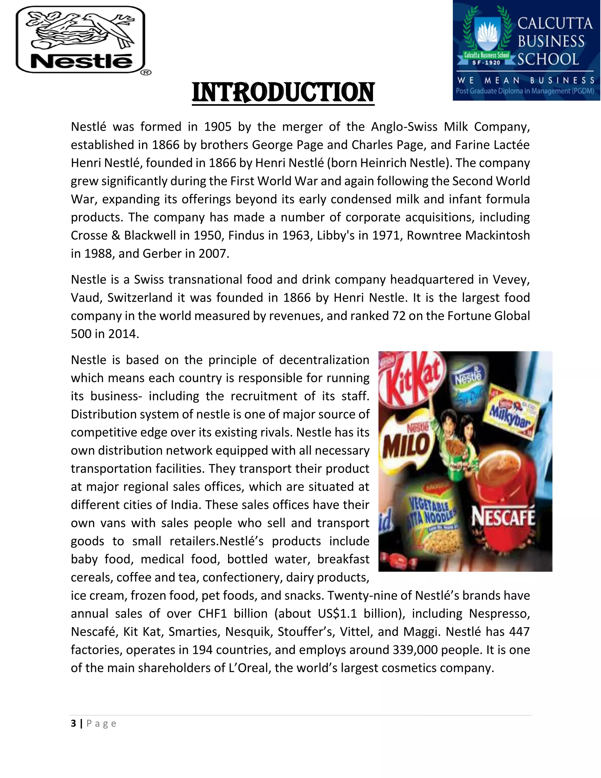 NESTLE-Application of sales and distribution management | PDF