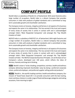 NESTLE-Application of sales and distribution management | PDF
