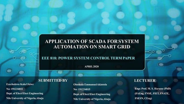 Application of scada for system automation on smart grid rev2 | PPTX