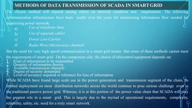 Application of scada for system automation on smart grid rev2 | PPTX