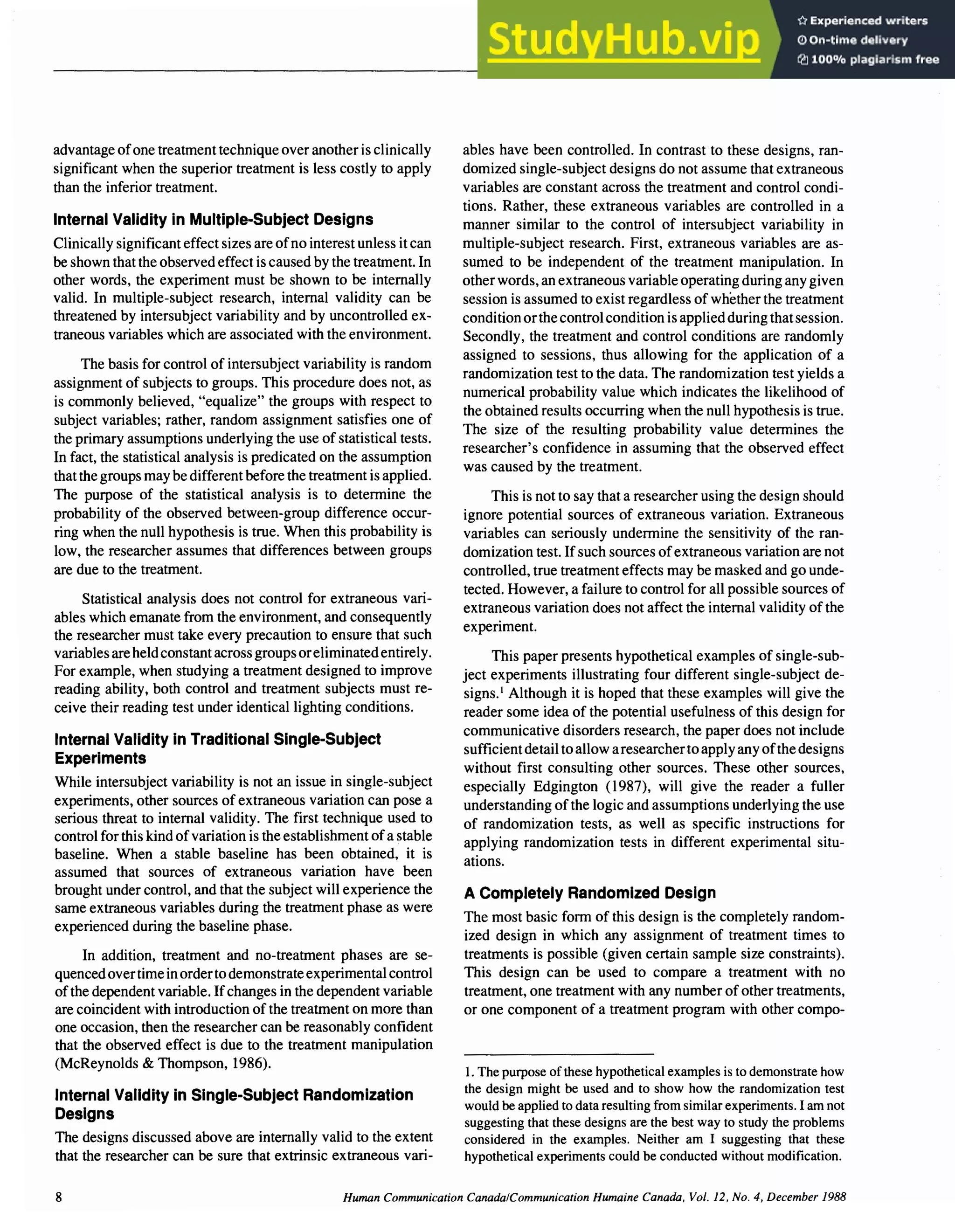 Application Of Single Subject Randomization Designs To Communicative