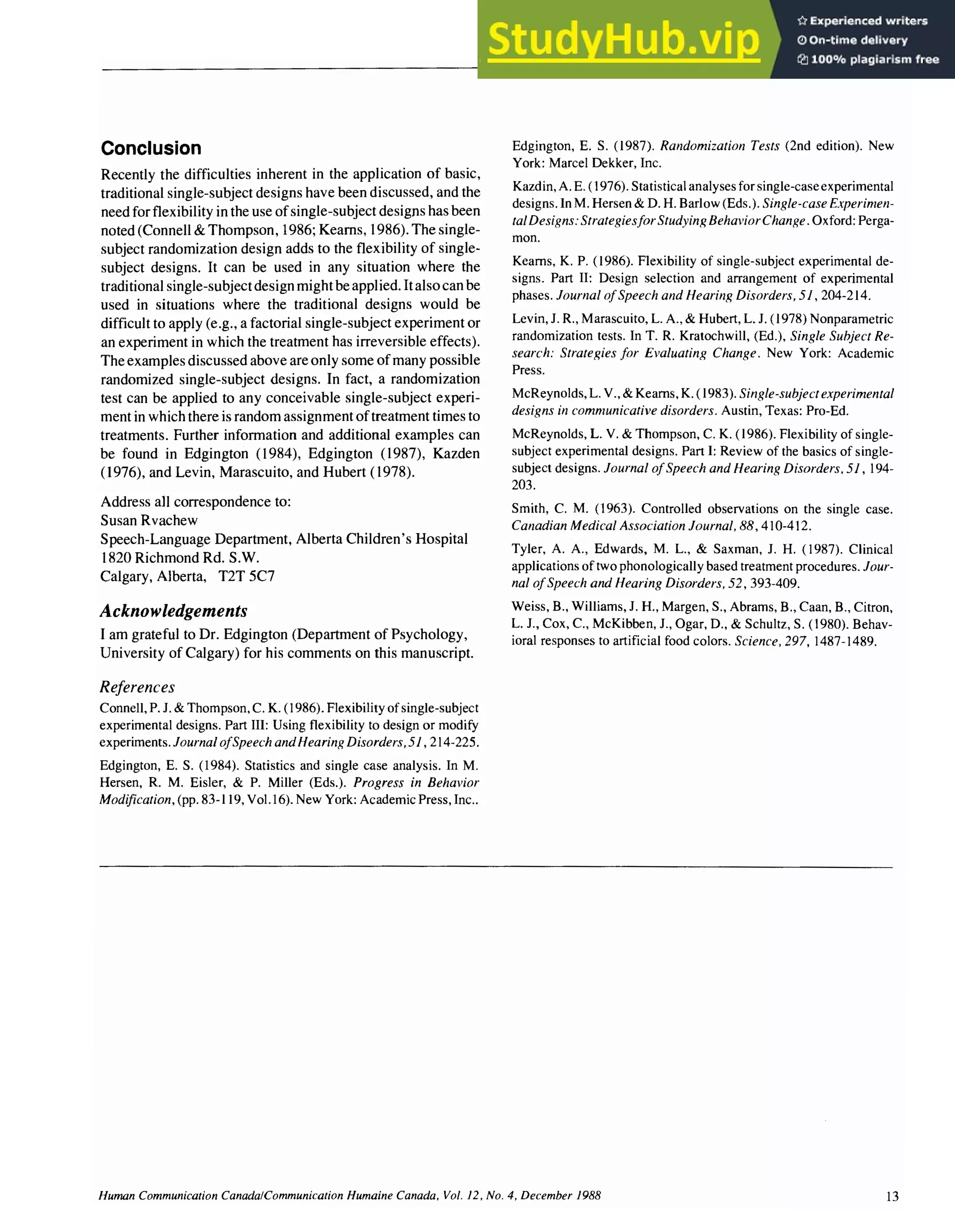 Application Of Single Subject Randomization Designs To Communicative