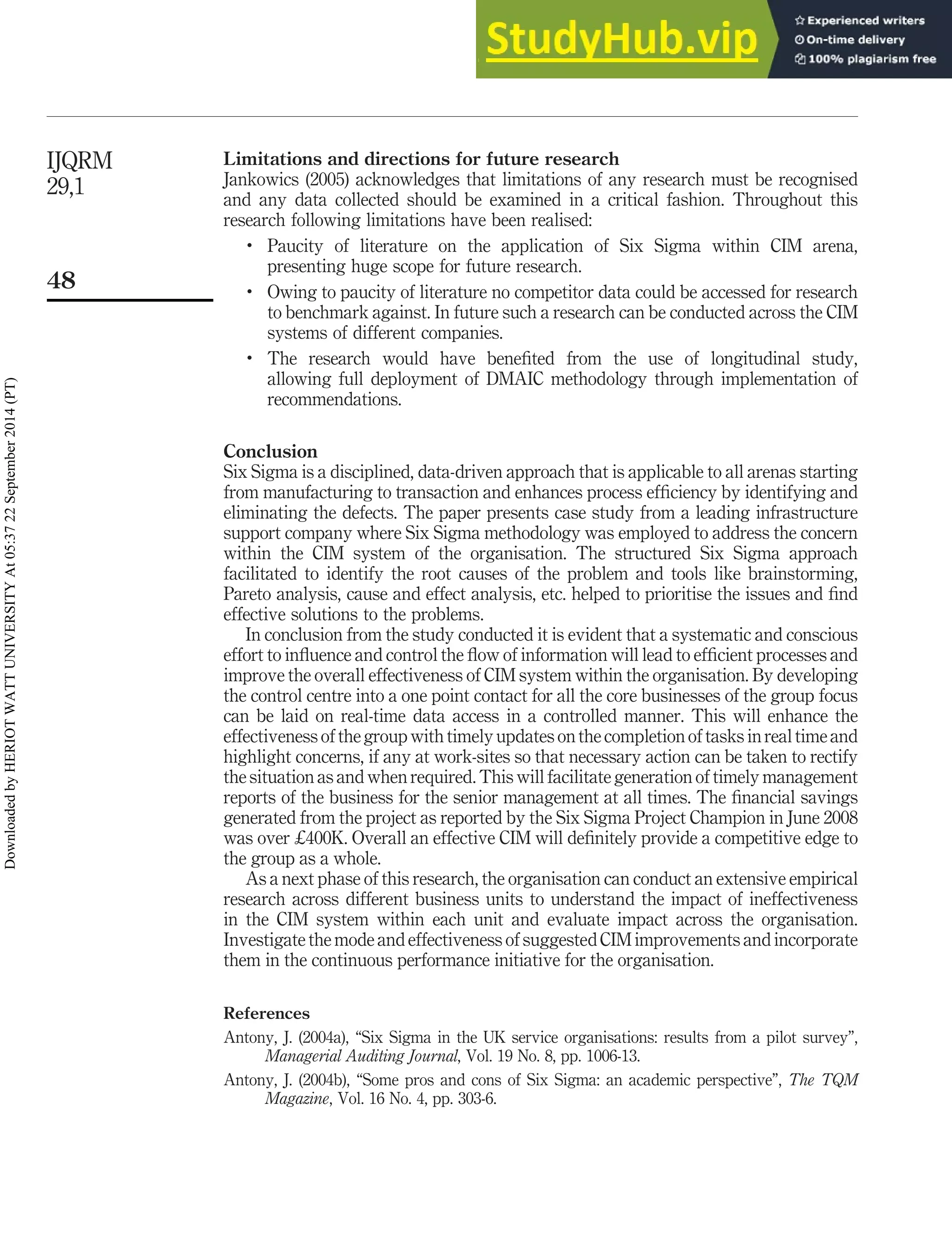 Application Of Six Sigma DMAIC Methodology In A Transactional ...