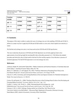 Application of smooth transition autoregressive (star) models for exchange rate | PDF