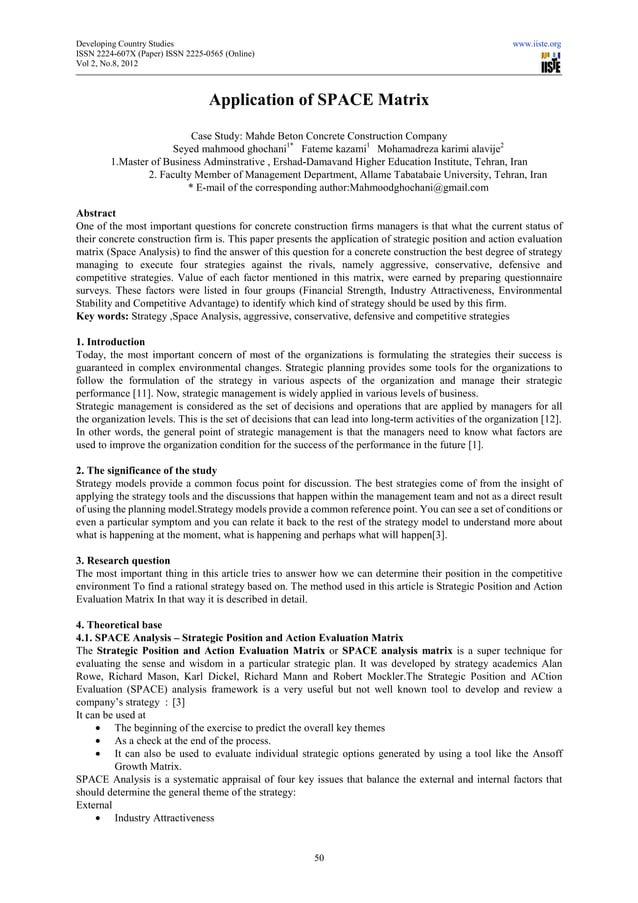 Application of space matrix | PDF