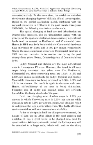 Application of spatial calculating analysis model for land use ...