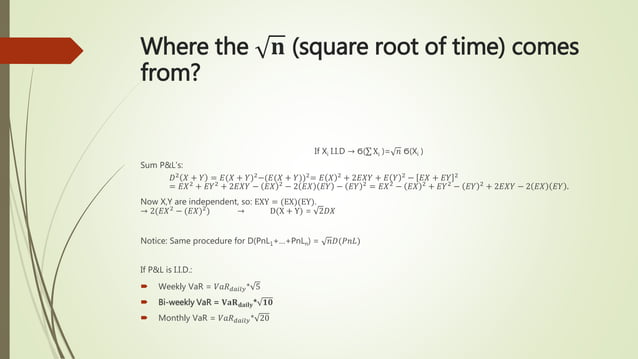 Application of square root of time scaling | PPT