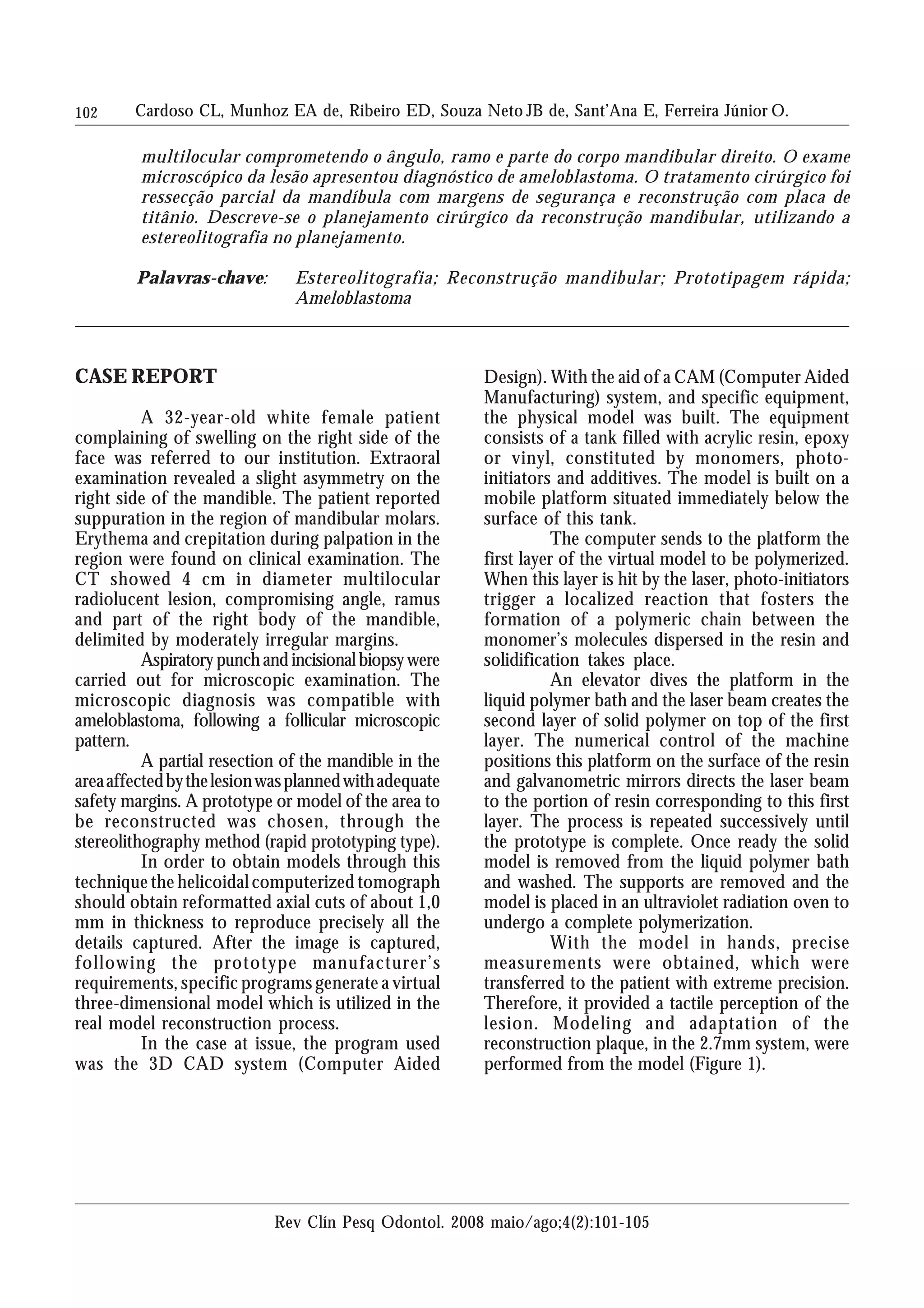 Application of stereolithography in mandibular reconstruction following ...