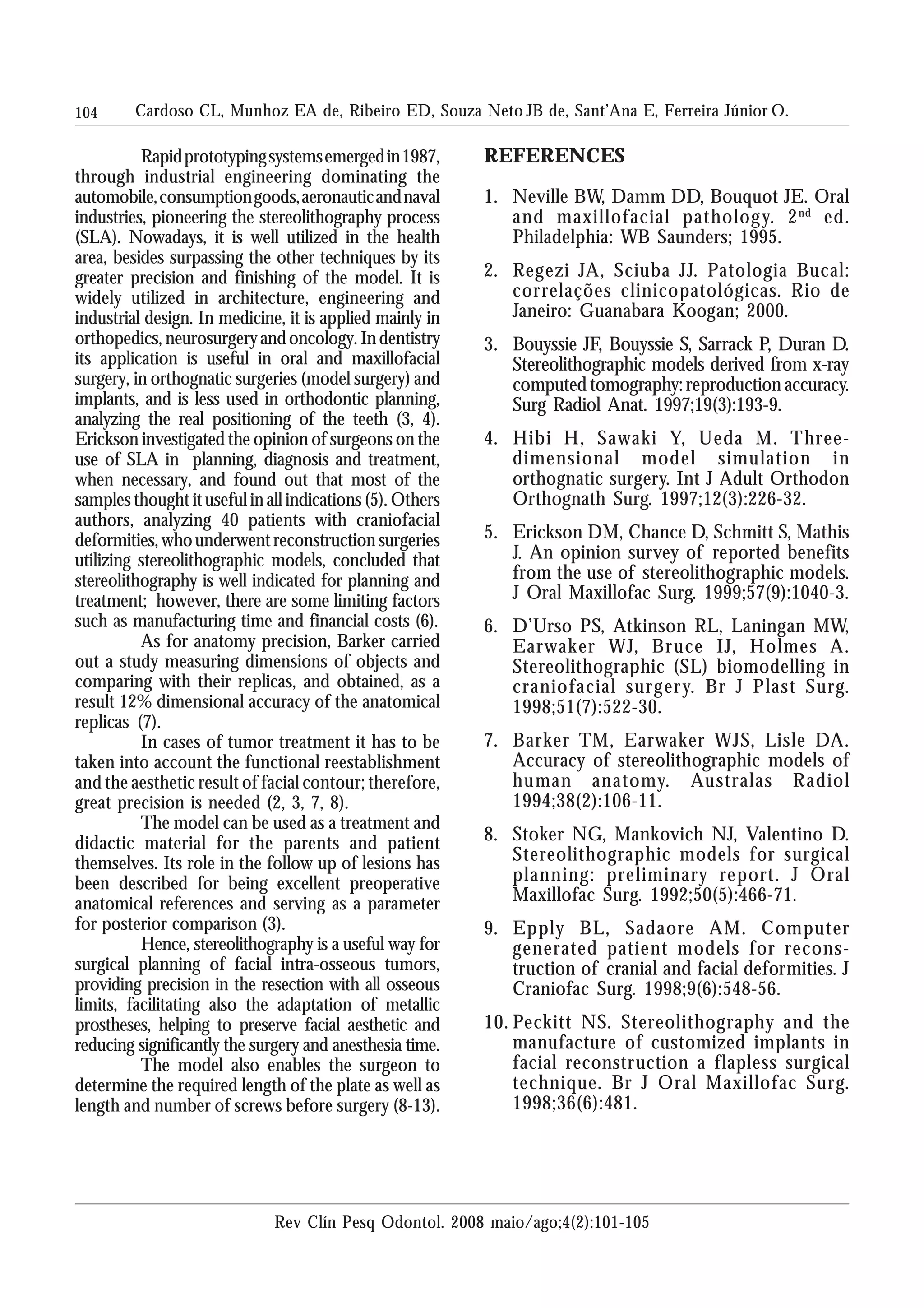 Application of stereolithography in mandibular reconstruction following ...