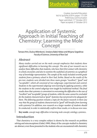 Application Of Systemic Approach In Initial Teaching Of Chemistry ...