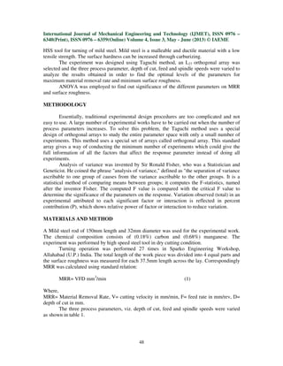 Application of taguchi method and anova in optimization of cutting | PDF