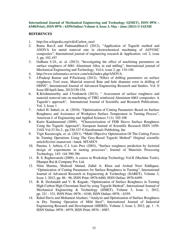 Application Of Taguchi Method And Anova In Optimization Of Cutting Pdf