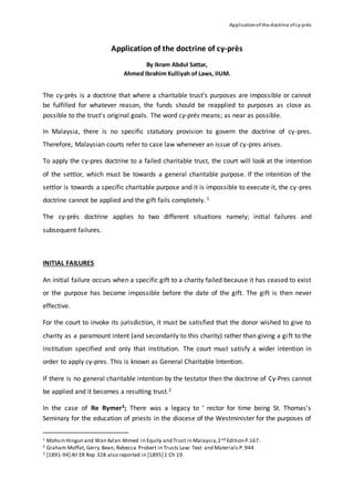 Application of the doctrine of cy-pres | DOCX