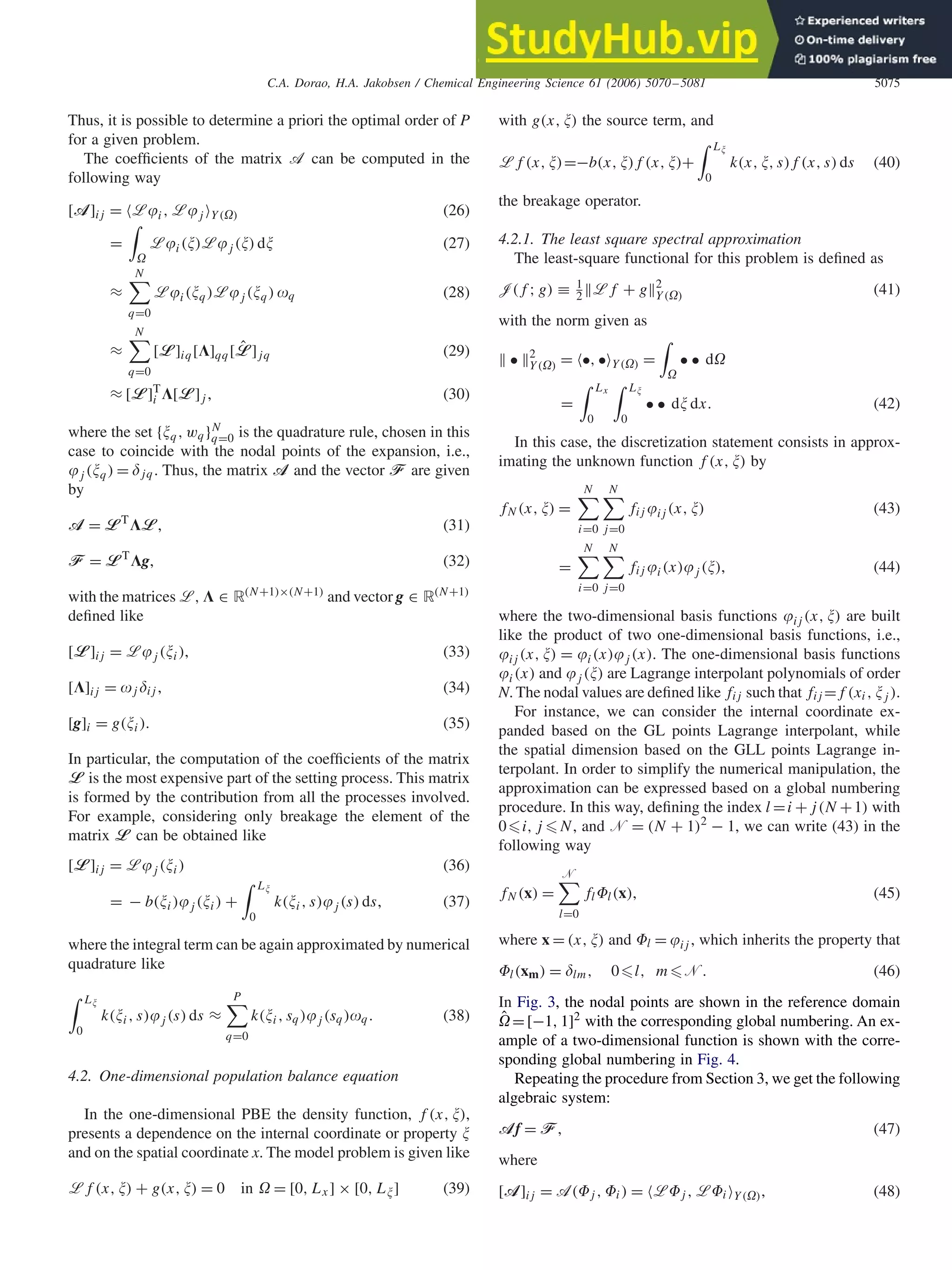 Application Of The Least-Squares Method For Solving Population Balance ...