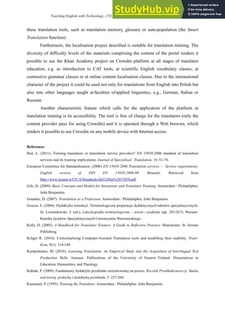 Application of the Localisation Platform Crowdin in Translator ...