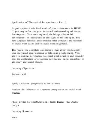 Application of Theoretical Perspectives – Part 2As you appro | PDF