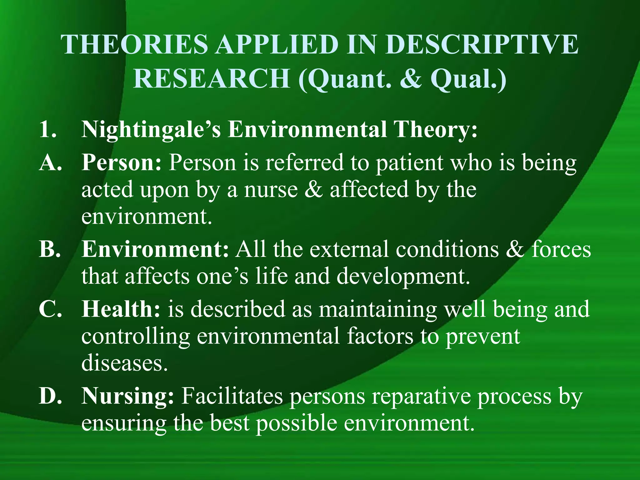 Application of theories in nursing resea5 rch | PPT