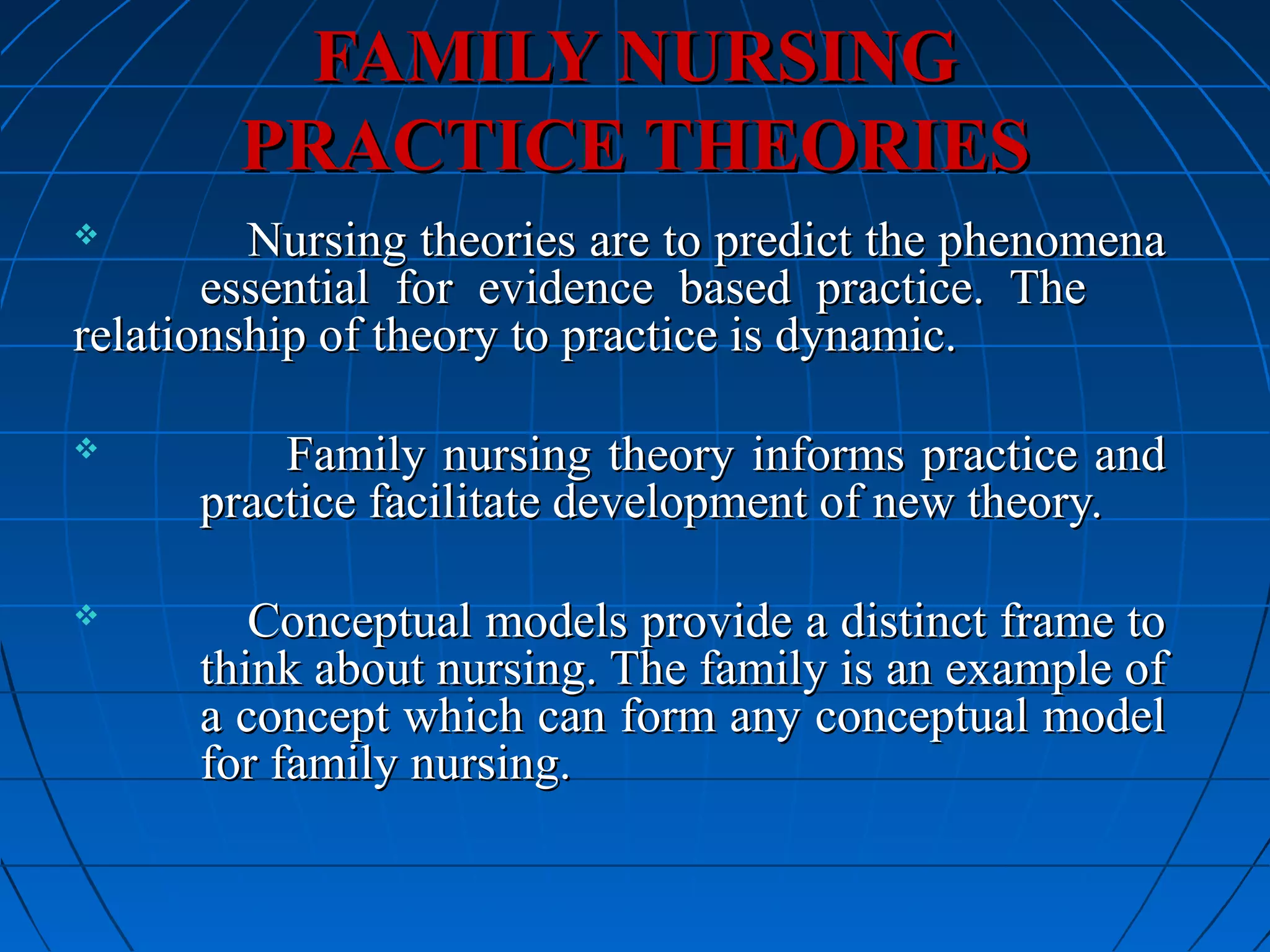 Application of theories, models and conceptual frameworks into family ...