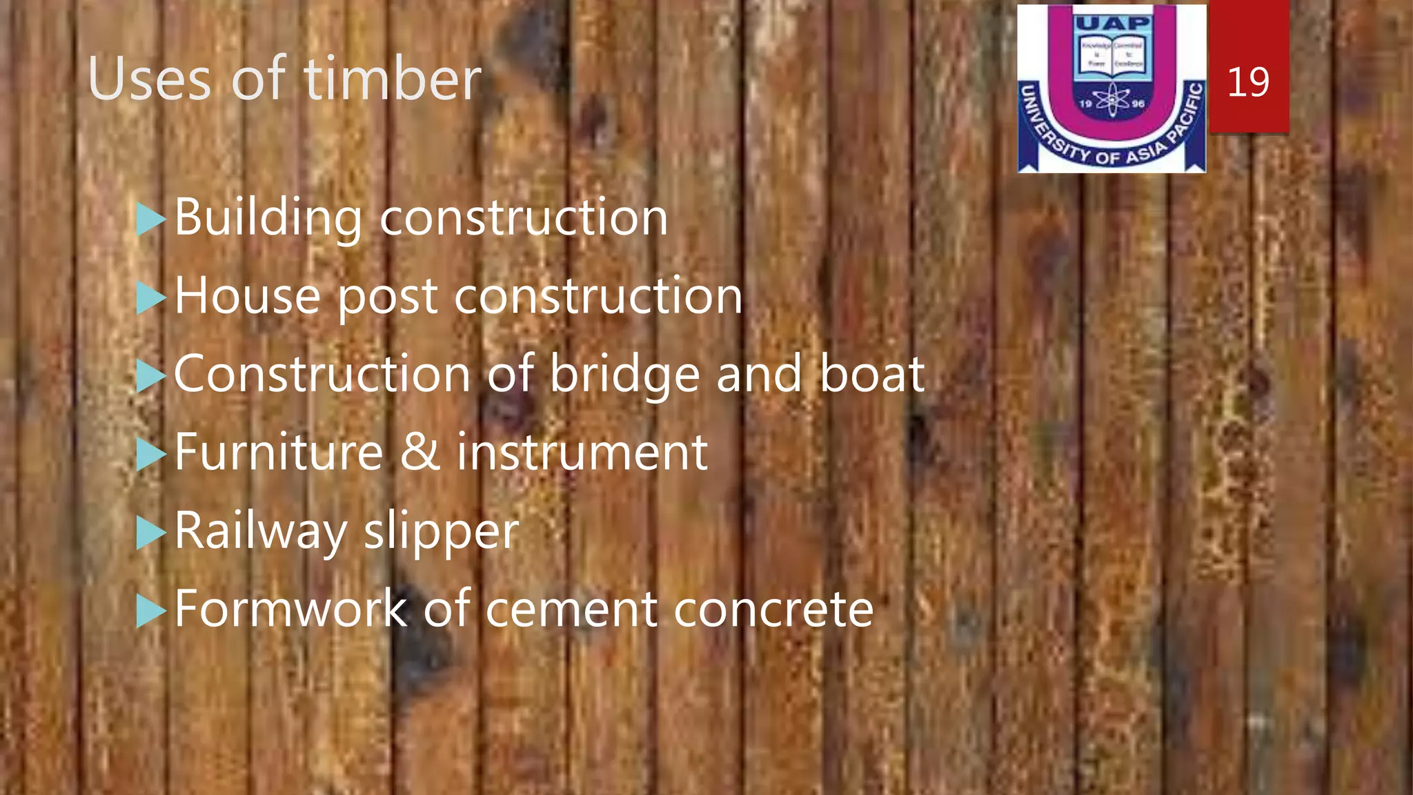 Application of timber in the civil engineering structures | PPTX