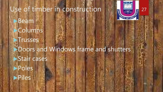 Application of timber in the civil engineering structures | PPTX